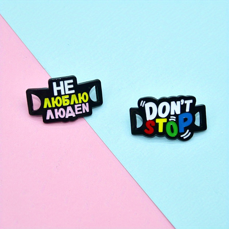 stop text badge brooch decorative accessories clothes - Temu Australia