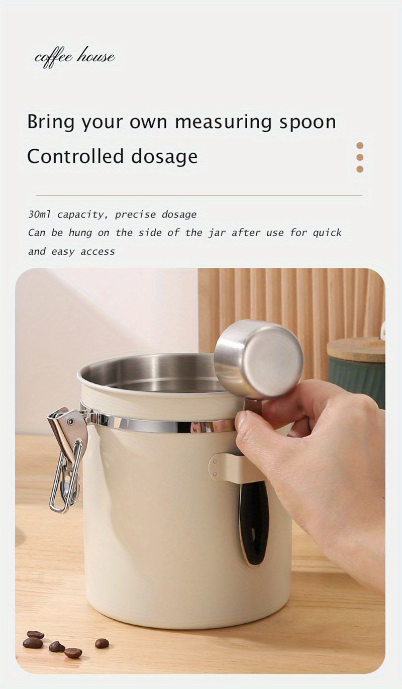 Coffee Container, Stainless Steel Dual-mode Coffee Canister, Coffee ...