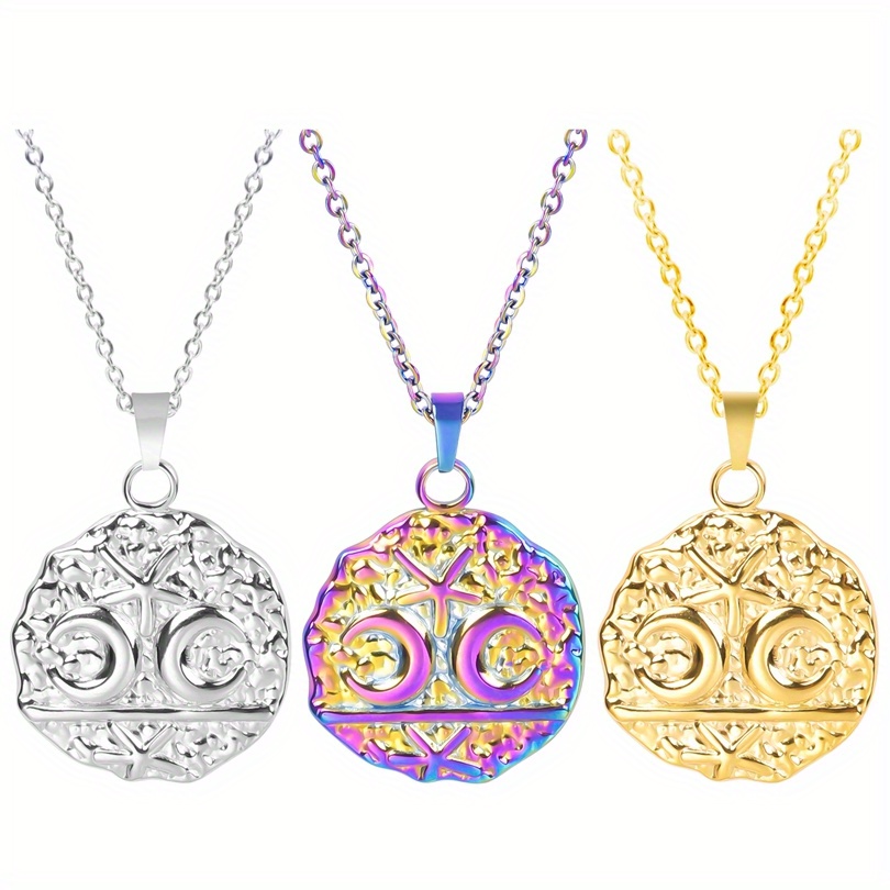 Stainless Steel Star Moon Pendant Necklace - Temu Canada