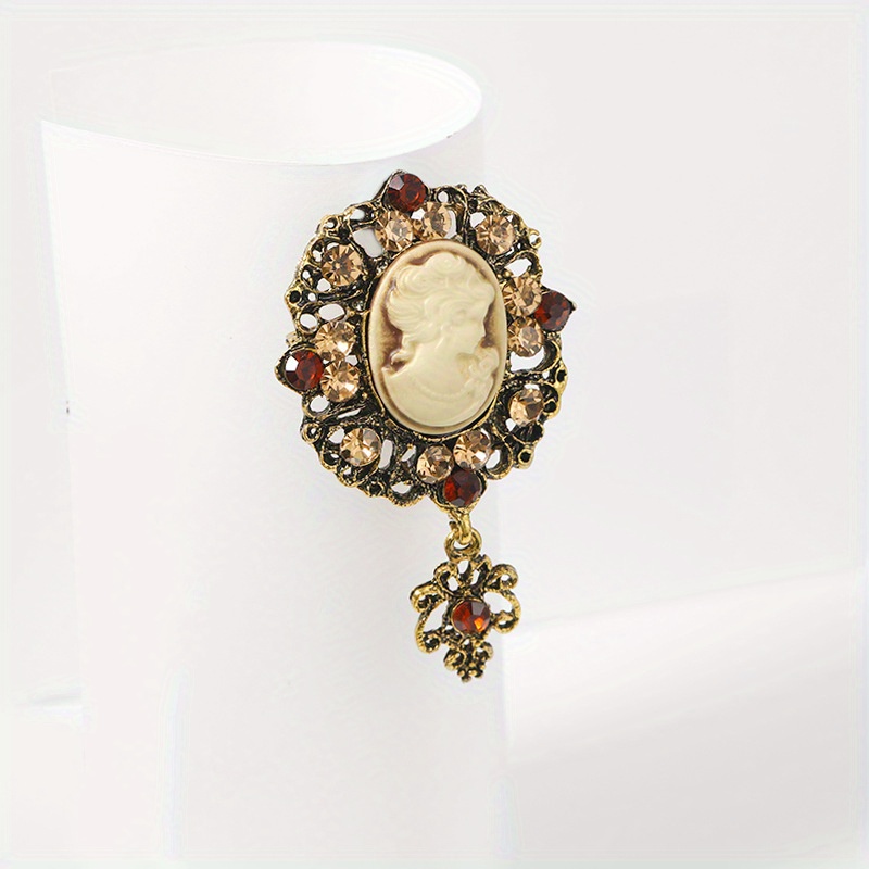 Vintage Hollow Beauty Head Cameo Brooch Pin Inlaid Faux - Temu United ...