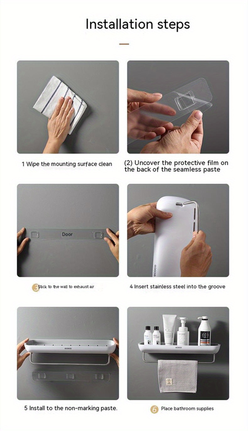 Wall Mounted Bathroom Shelf Punch free Storage Rack Bathroom - Temu