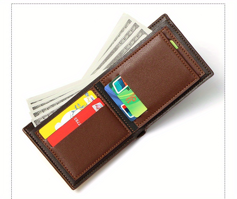 Mens Color Block Stitching Short Wallet Rfid Blocking Card Holder ...