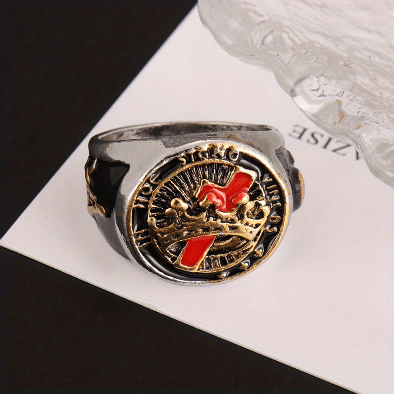 1pc Men's Fashion Alloy Ring Skull Crown Cross Style Punk Style Fashion ...