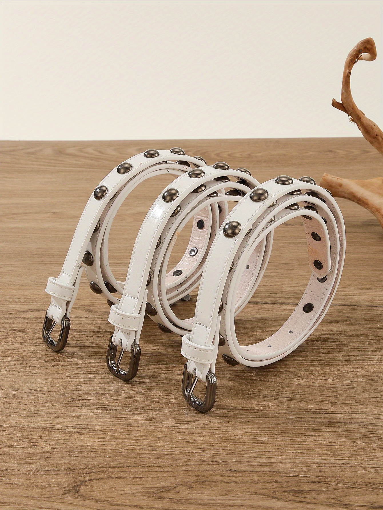 Vintage Big Rivet Pu Belt Solid Color Punk Thin Belt Classic - Temu ...