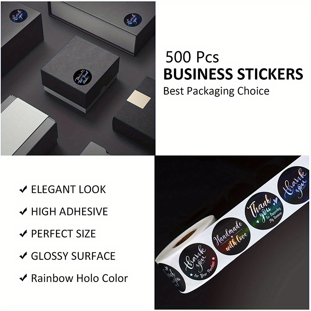 Laser Thank Stickers Businesses Holographic - Temu