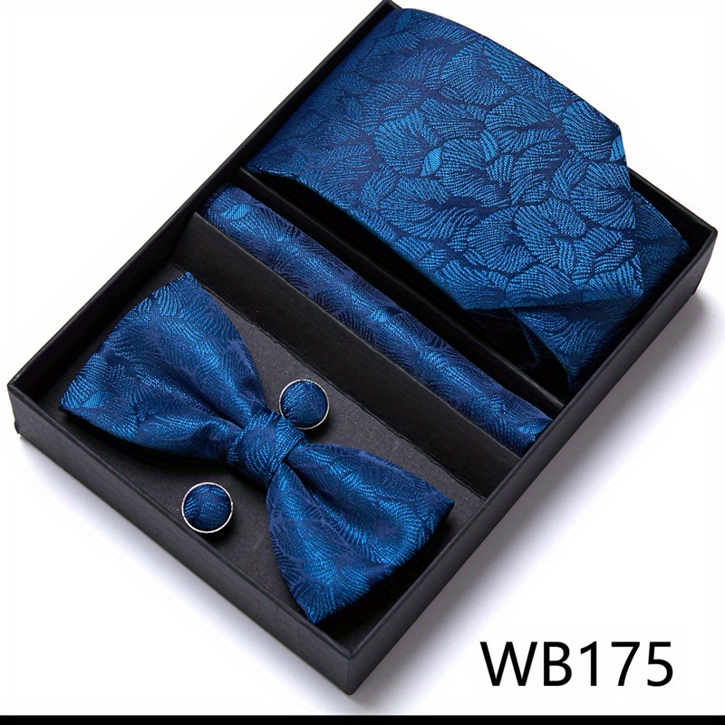 6pcs mens tie bow tie cufflinks handkerchief box business formal ...
