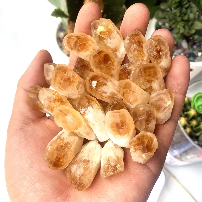 5pcs 천연 브라질 황수정 치과 석재 크리스탈 거친 포인트 느슨한 보석 Reiki 치유 크리스탈 광물 표본 인테리어