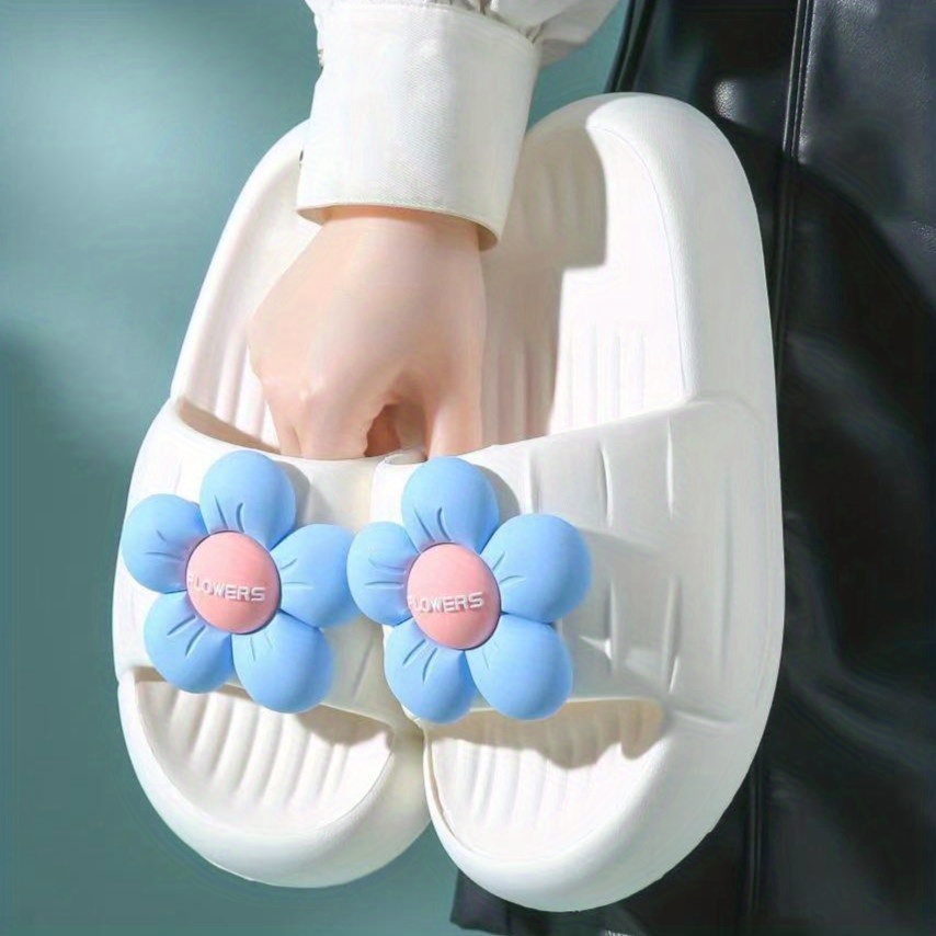 Women's Flower Decor Eva Slippers Quick Drying House Slides - Temu ...