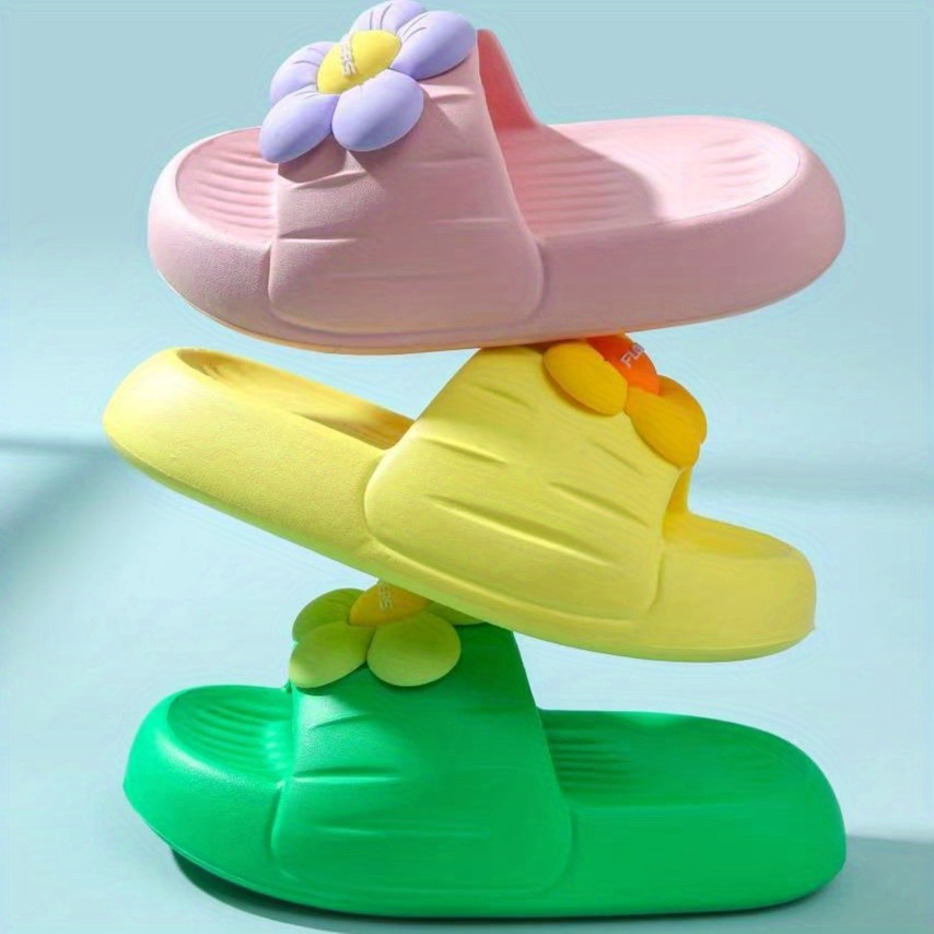 Women's Flower Decor Eva Slippers Quick Drying House Slides - Temu ...