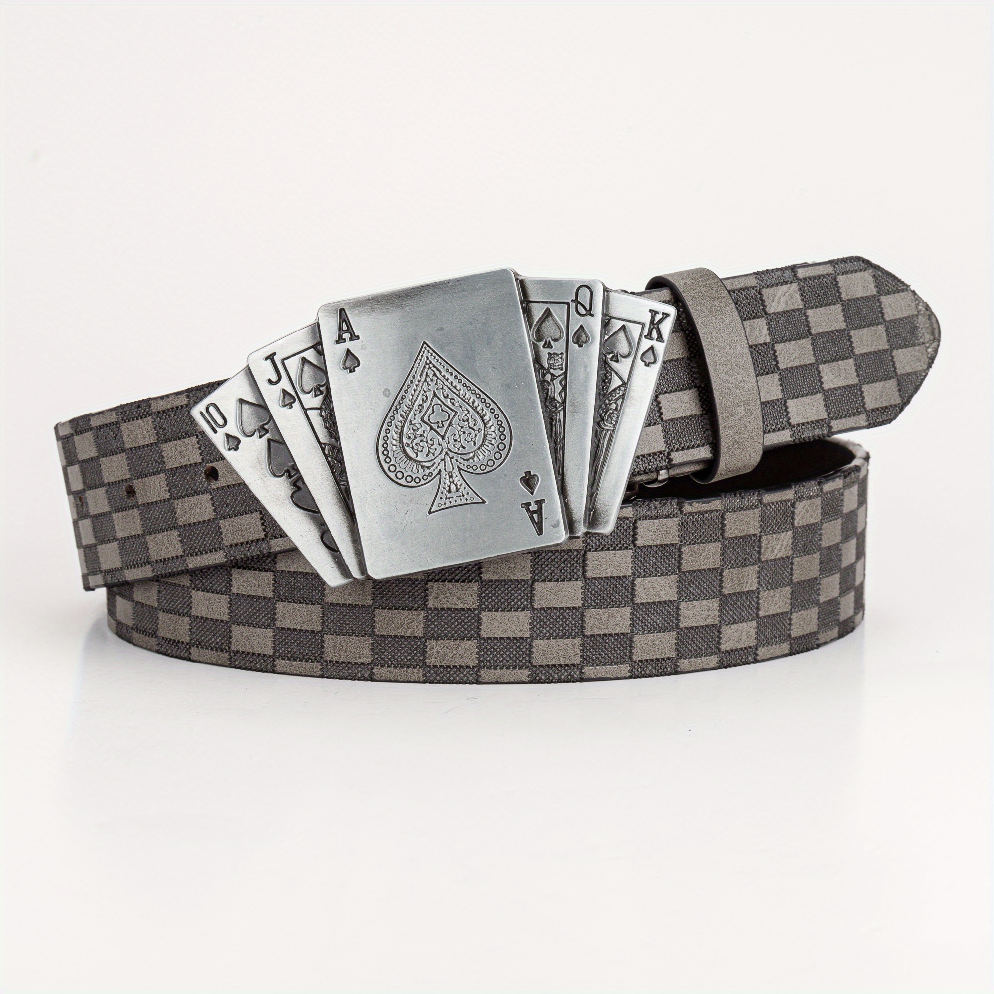 Playing Cards Embossed Mens Casual Belt Fashion Pu Leather Belt ...