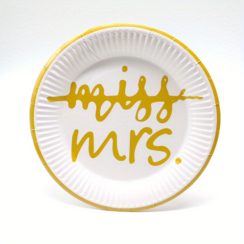 12pcs 16pcs 20pcs Golden Miss To Mrs Paper Plates For Bridal Shower ...