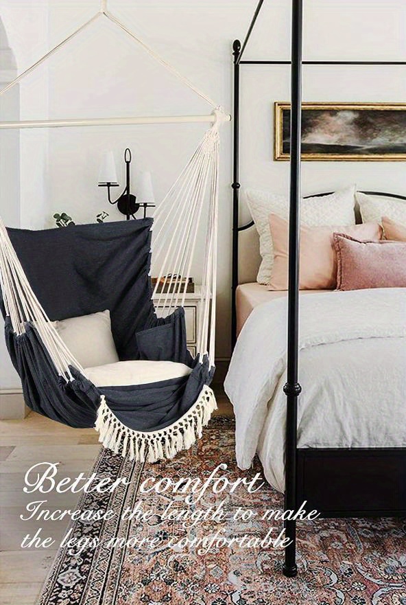 outdoor garden oversized hammock hanging chair swing tassel - Temu ...