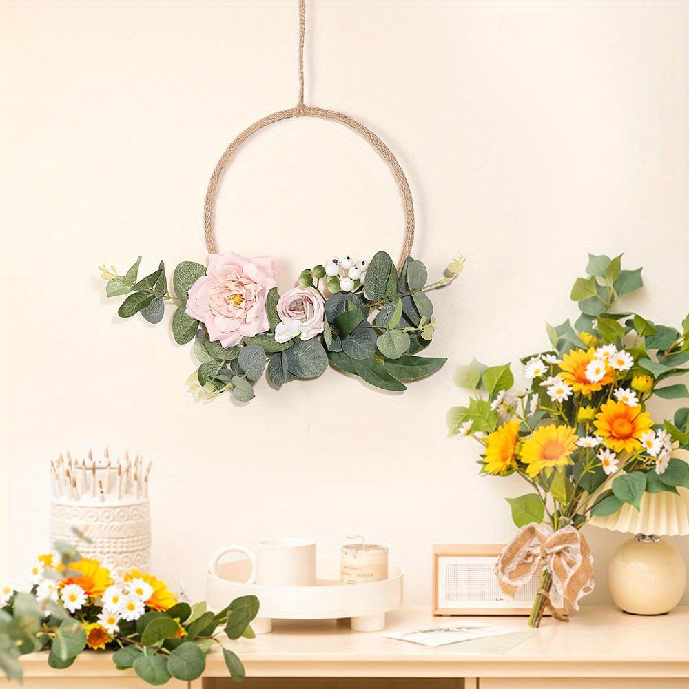 Floral Hoop Wreath Wedding Decor Wall Hanging Artificial - Temu