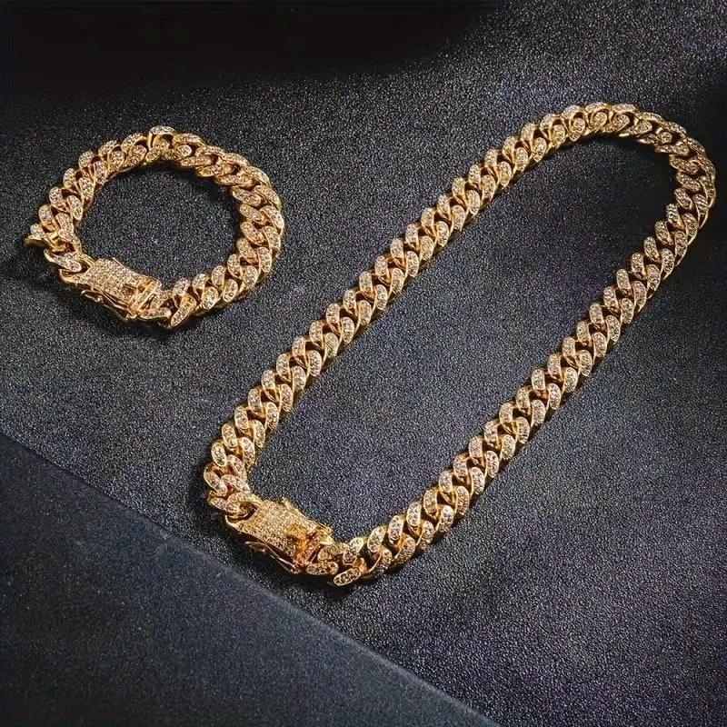 hip hop geometric cuban chain necklace fashion - {region_name}