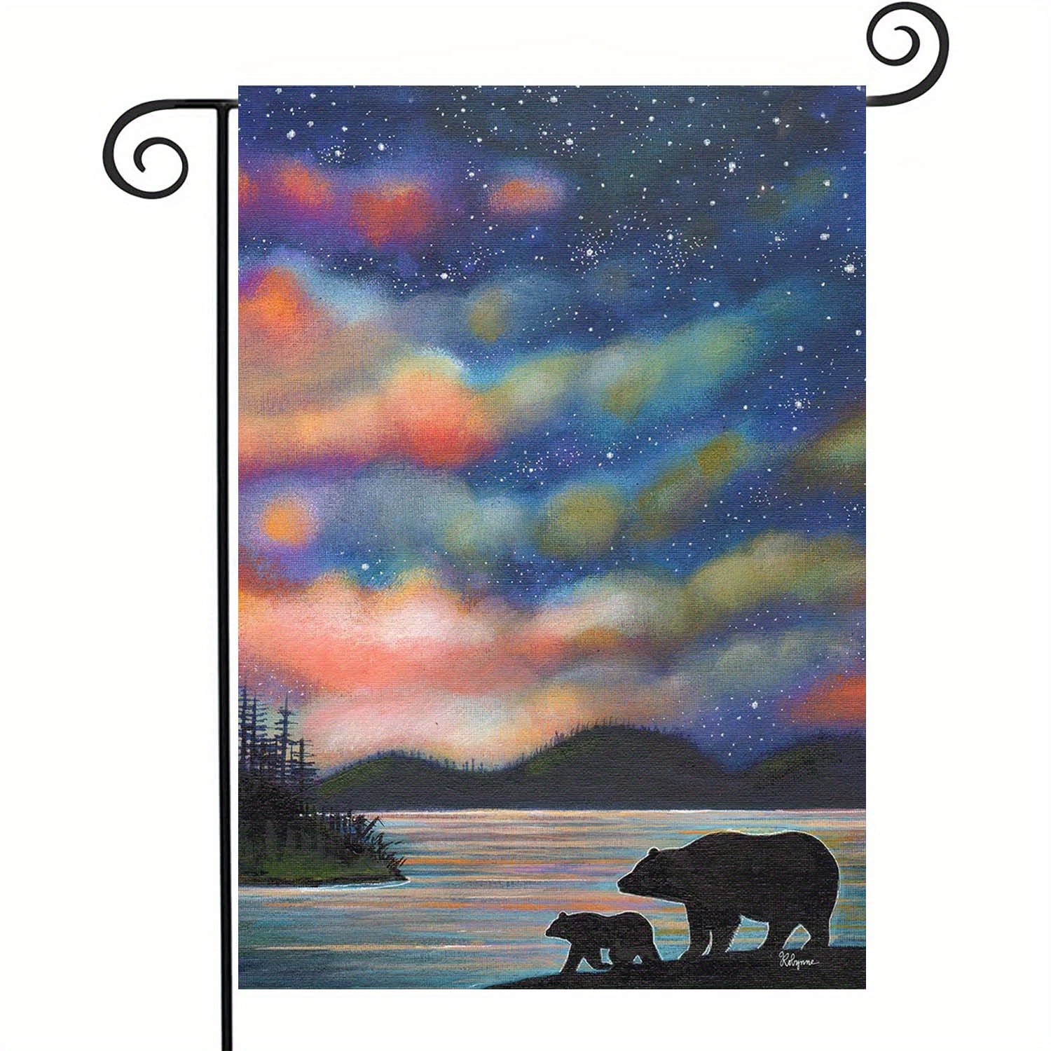 small flag northern lights bear garden flags - Temu