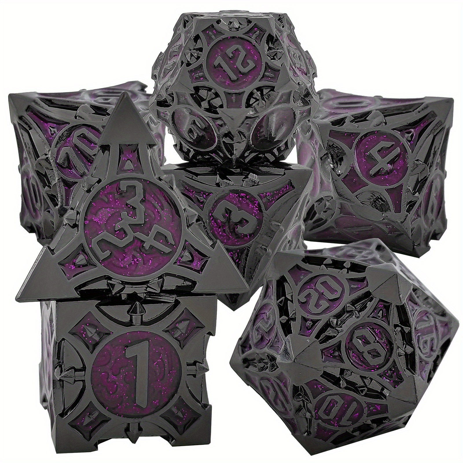 metal dice set large polyhedral dice set mtg rpg roleplaying - Temu New ...