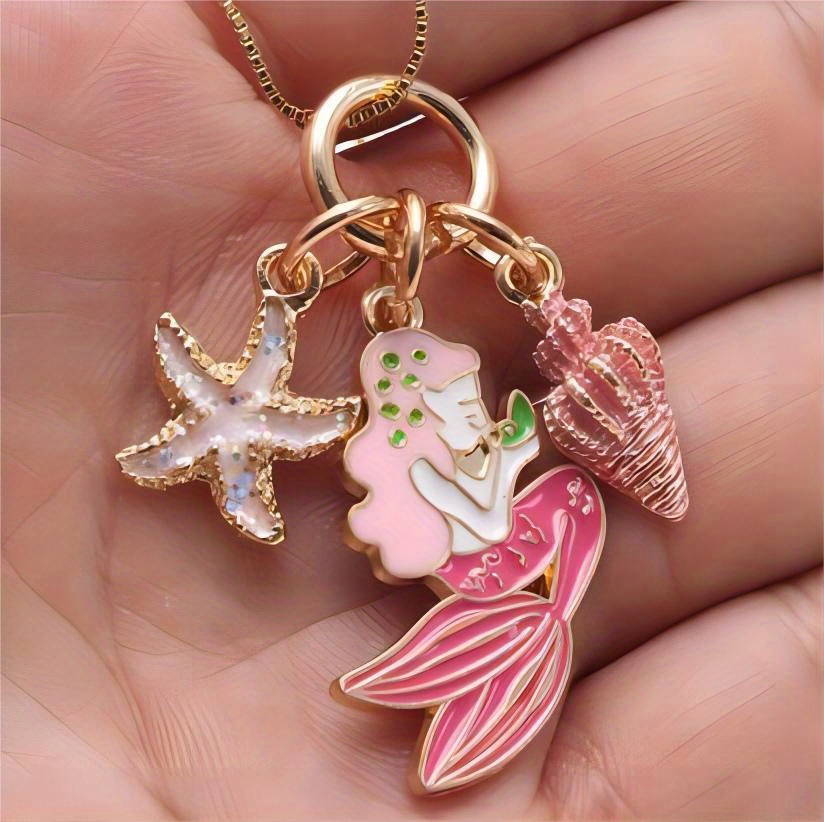 Trendy Creative Mermaid Charm Pendant Necklace Girls - Temu Australia