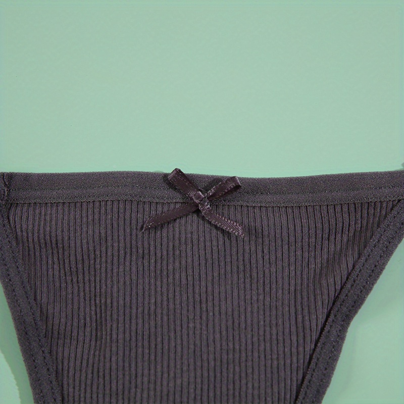 Ribbed Bow Tie Thongs Soft Comfy Ring Linked Low Waist - Temu New Zealand