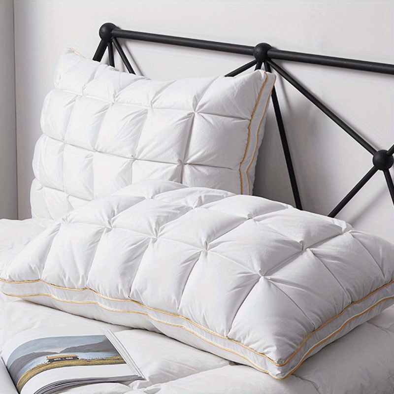 1pc 3d Bread Goose Down Bed Pillows Pinch Pleat Protect Neck Spine ...