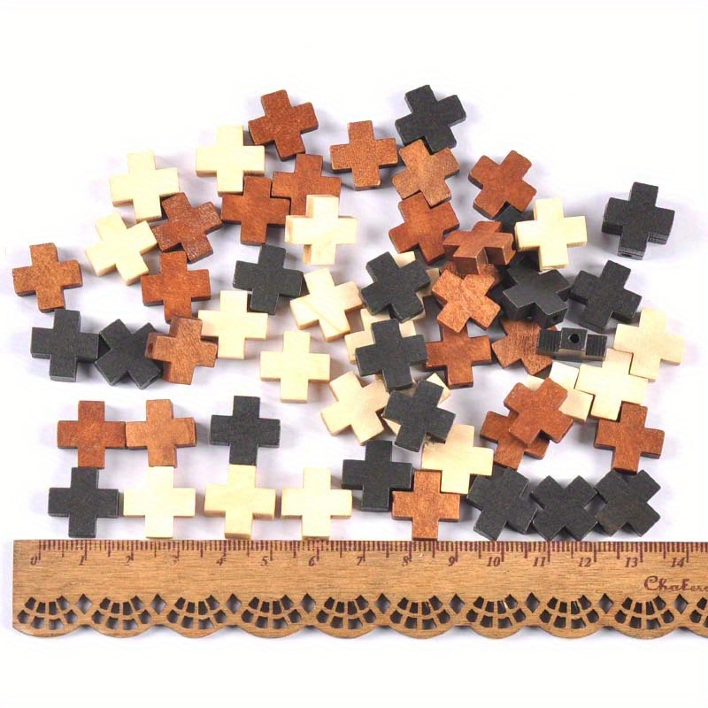 Wooden Cross Perforated Loose Beads Bracelet Necklace - Temu New Zealand