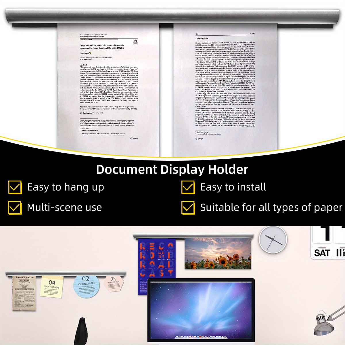 Desk Receipt Holder Display Rail Silvery Kitchen Slide Check - Temu United