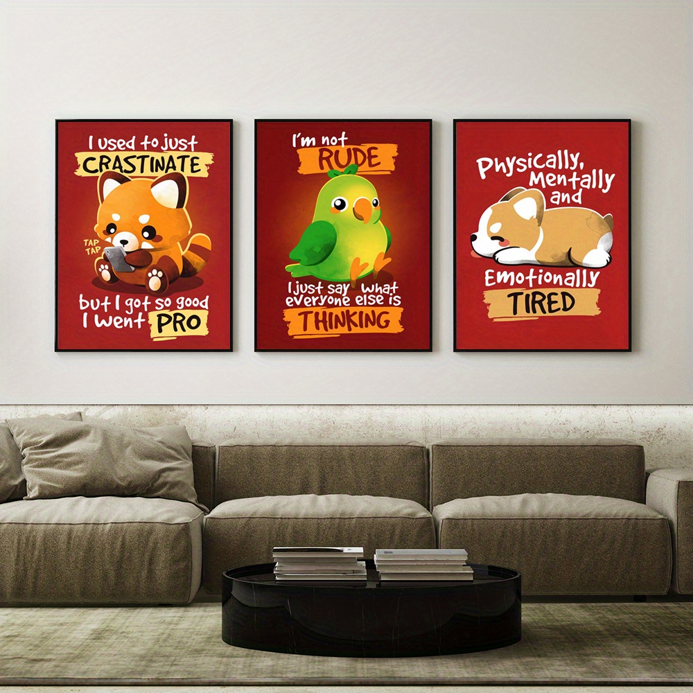 1pc canvas print funny cartoon animal cat for bedroom decor rude parrot ...