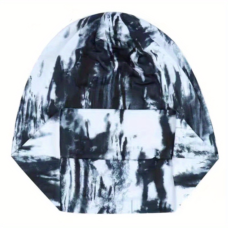 Tie Dye Ink Painting Silk Breathable Pullover Hat Sweat Absorption Mens ...