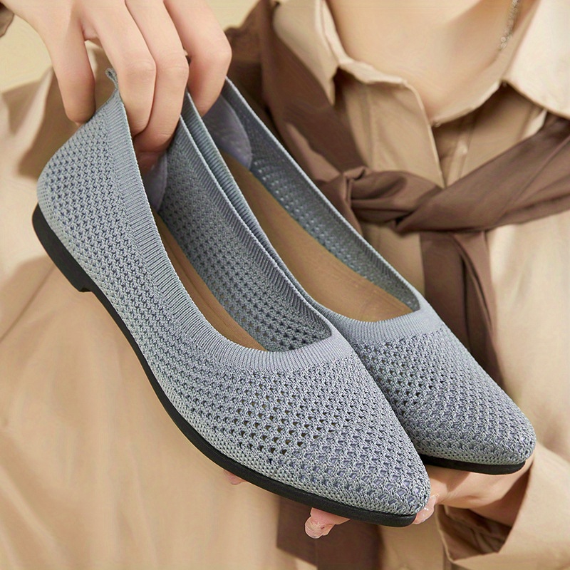 Women' Solid Color Flat Shoes Toe Slip - Temu Australia