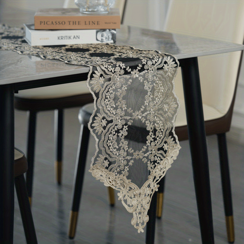 Elegant Lace Table Runner Embroidered Macrame Dresser Scarf - Temu ...