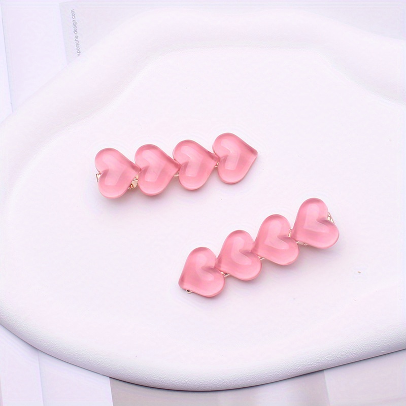 Jelly Pink Duck Billed Clip Heart Decor Hair Clip Gradient - Temu Australia