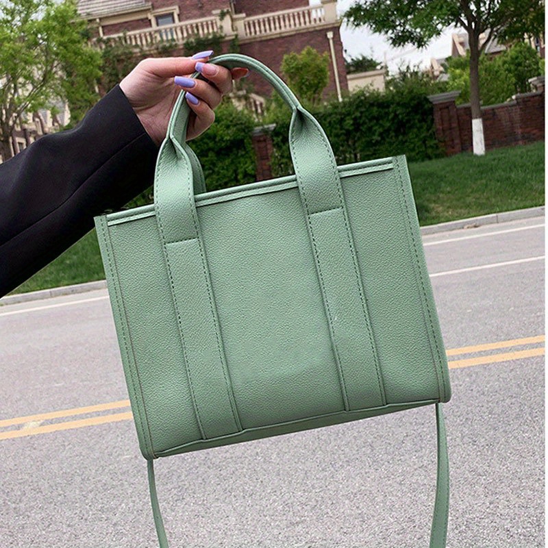 Trendy Solid Color Tote Bag Top Handle Satchel Purse Women's - Temu