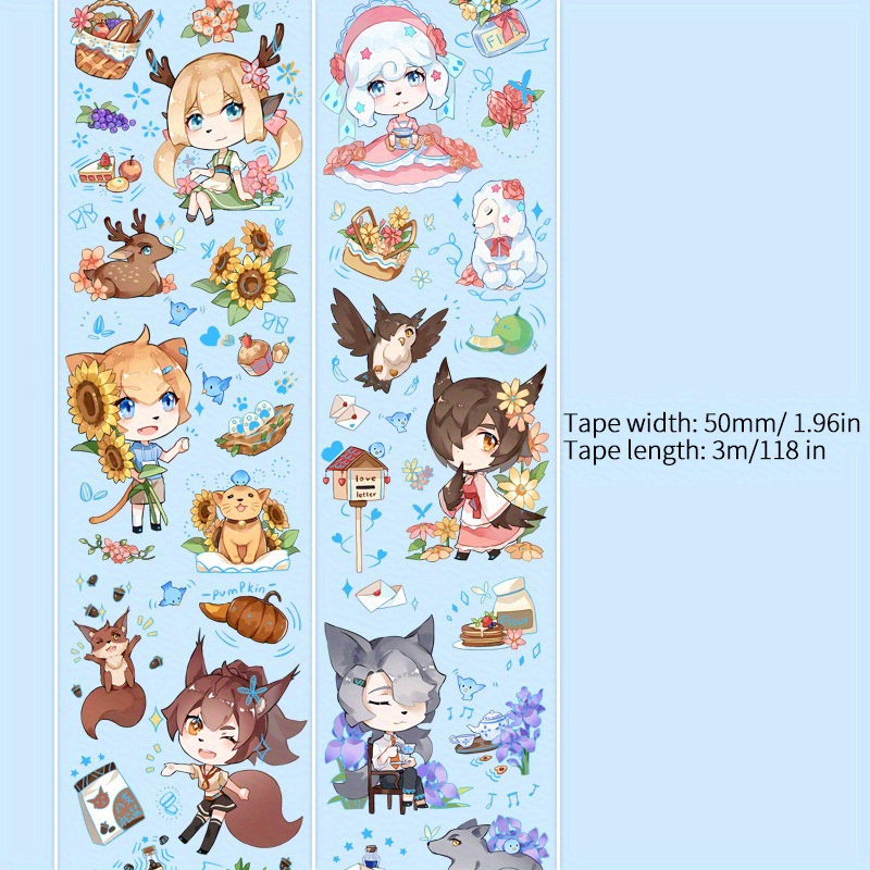 kawaii cartoon girl washi tape decorative - Temu Australia