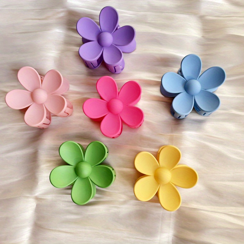 6pcs 8pcs 12pcs Candy Color Hair Clips Cute Flower Frosted Clip Simple ...