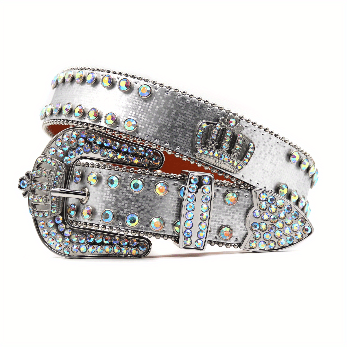 1pc New Belt Unisex Rhinestones Handmade Inlaid Hip Hop Cool Trousers ...