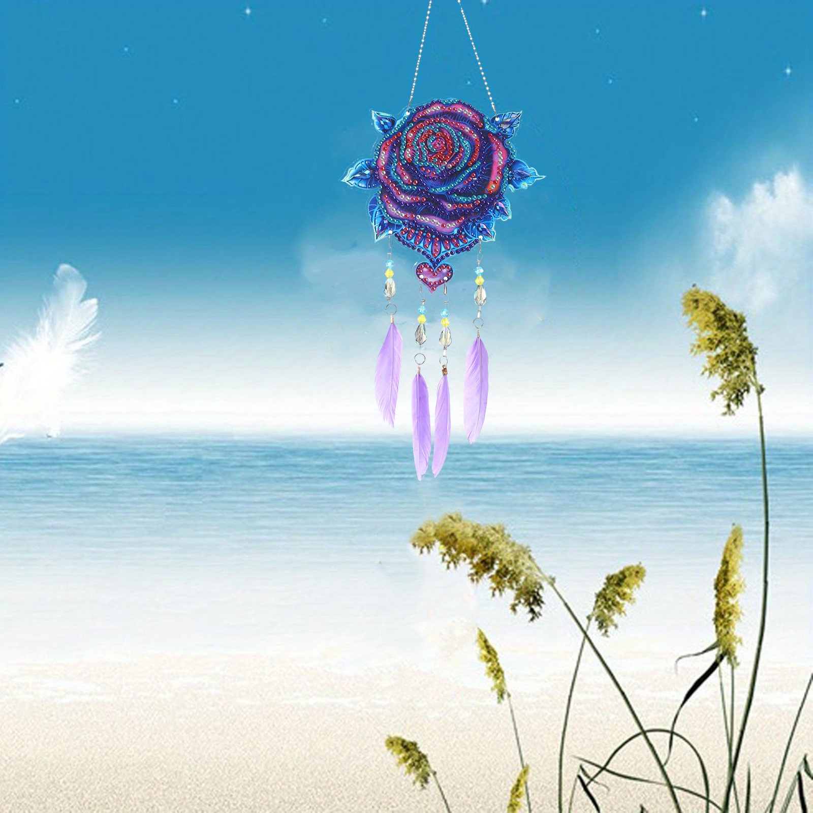 Diamond Painting Rose Flower Style Diy Wind Chime Acrylic - Temu New ...