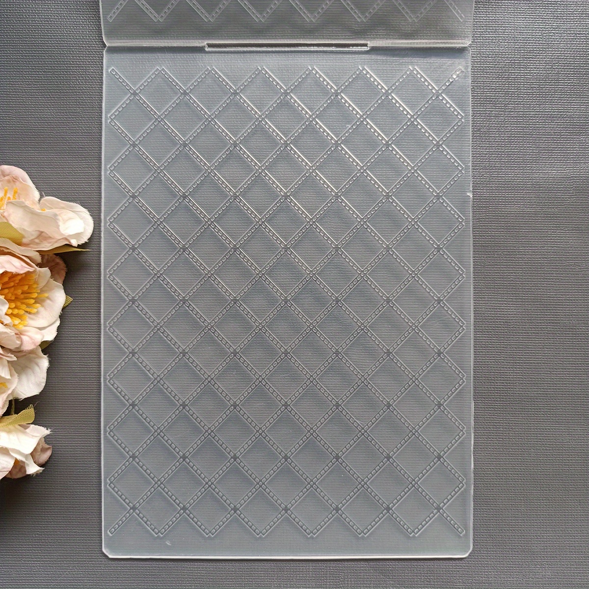 Diamond Square Grid Embossed Folder Plastic Embossing - Temu