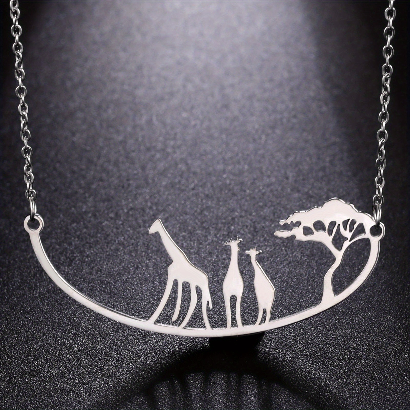 Giraffe Tree Animal Necklace Stainless Steel Natural Graphic - Temu ...