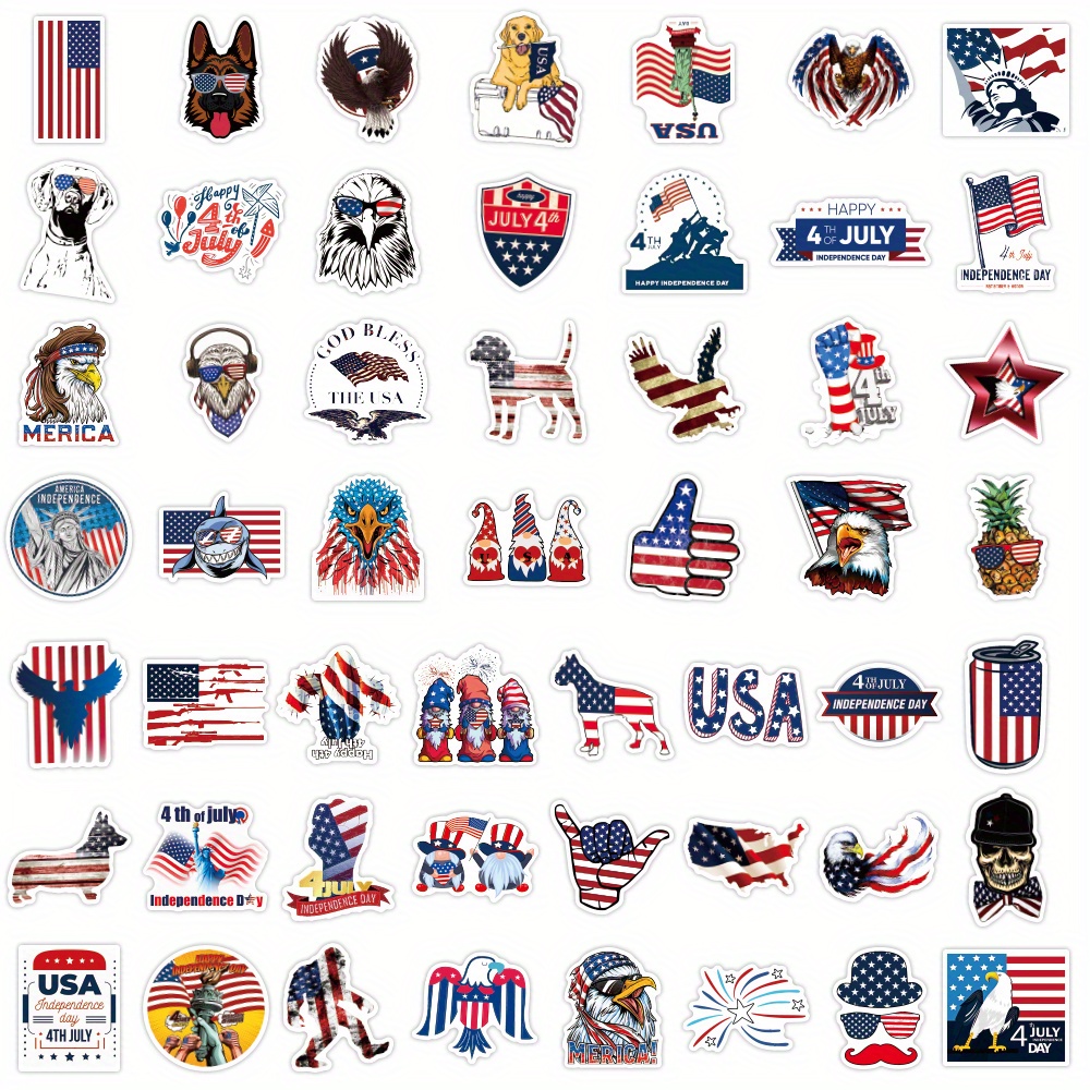 Independence Day Pvc Waterproof Adhesive Sticker Packs - Temu Australia
