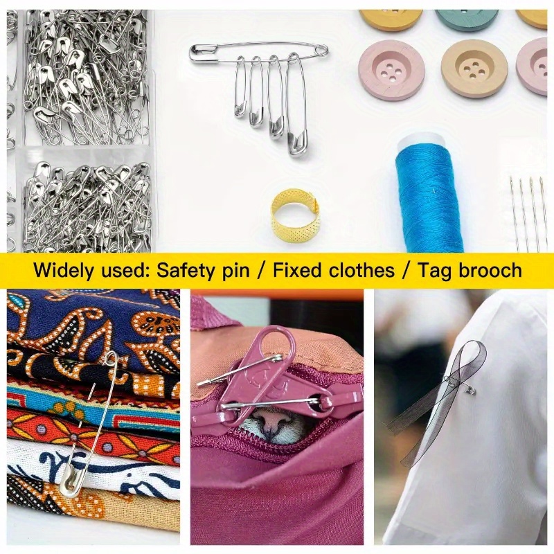 100pcs Assorted Safety Pins Sturdy Nickel Plated Steel Rust Resistant ...