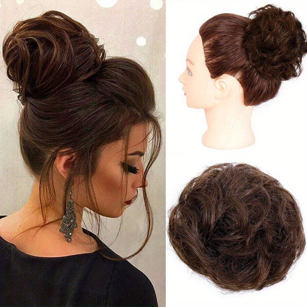 乱雑なドーナツヘアおだんごヘアアップヘアシニヨン弾性ヘアロープ人工毛 ト ル探して毎日の使用 Temu Japan