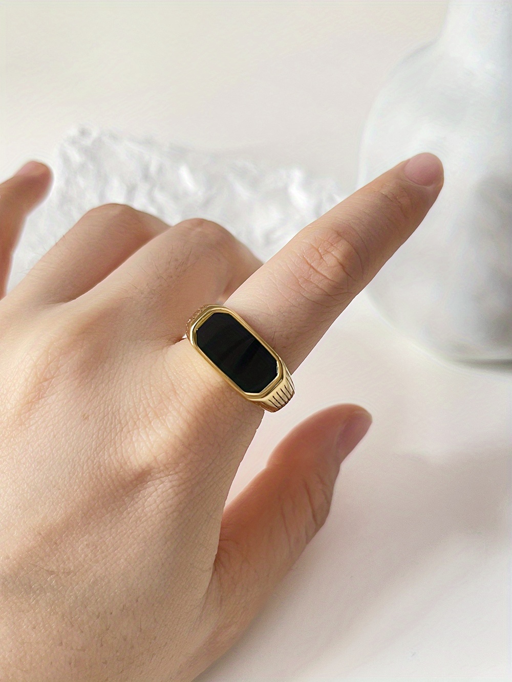 Vintage Rings Made Stainless Steel 18k Plated Flat Surface - Temu