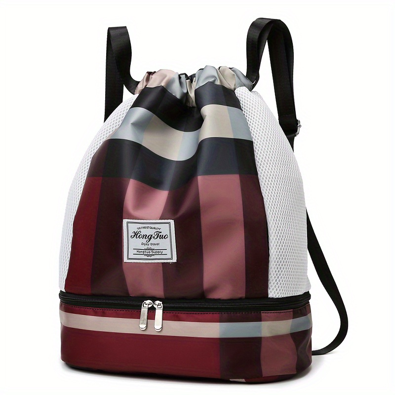 Pattern Drawstring Backpack Colorblock Travel School - Temu Australia