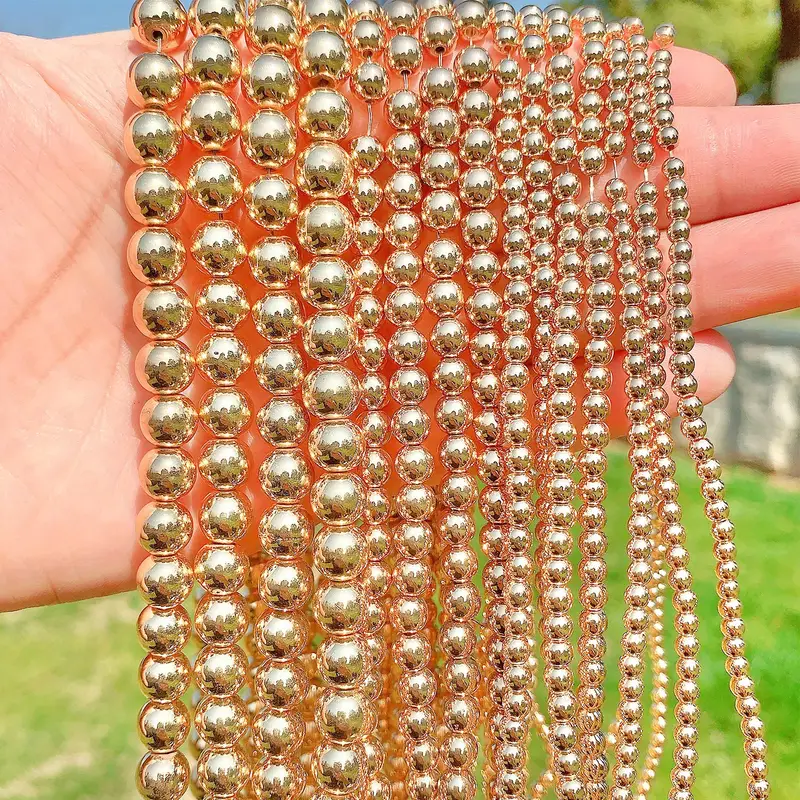 Natural Round Stone Beads Hematite Plated Temu Australia
