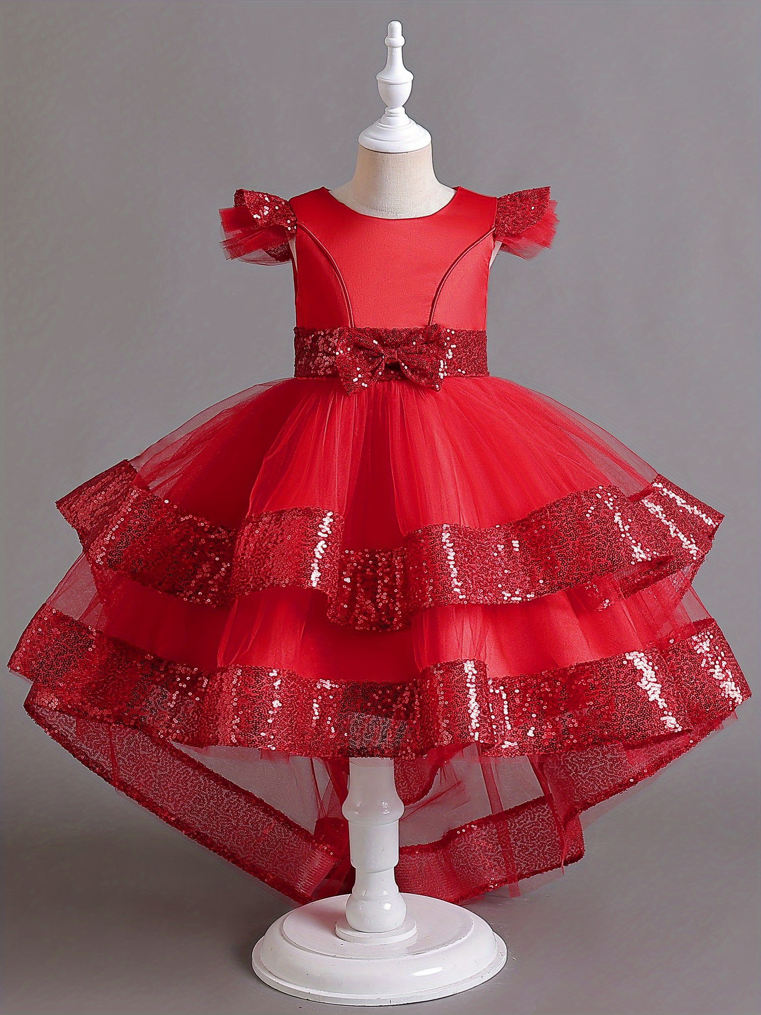 Kid Girls Sequin Details Formal Dress Fit Flare Princess - Temu