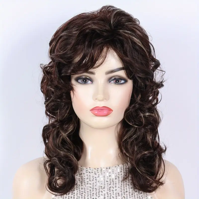 Blonde Long Curly Wavy Hair Wigs Fluffy Soft Hair Wigs With Bangs For