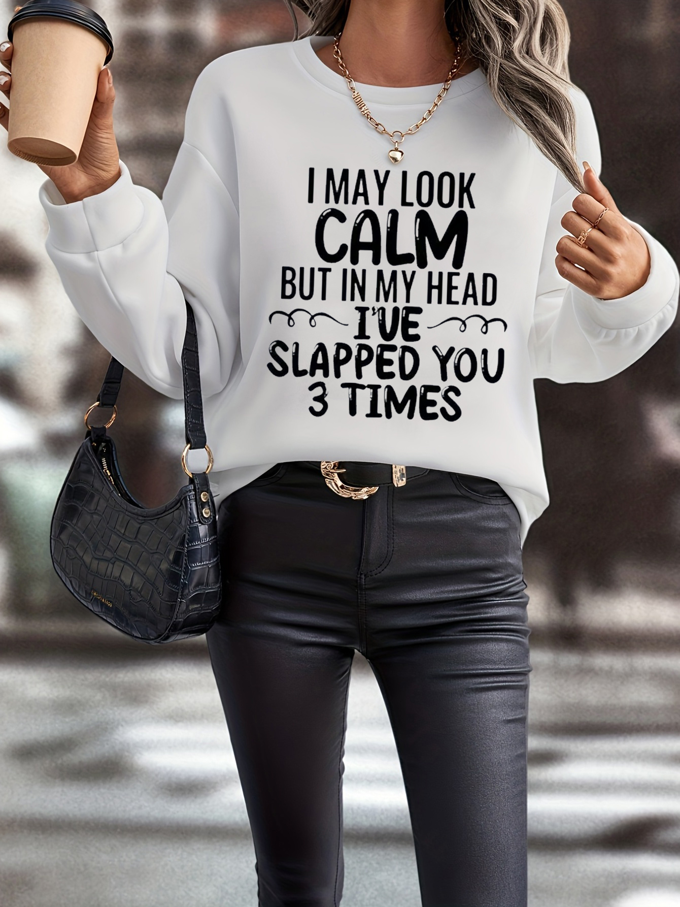 Plus Size Casual Sweatshirt Women's Plus Slogan Print Long - Temu Australia