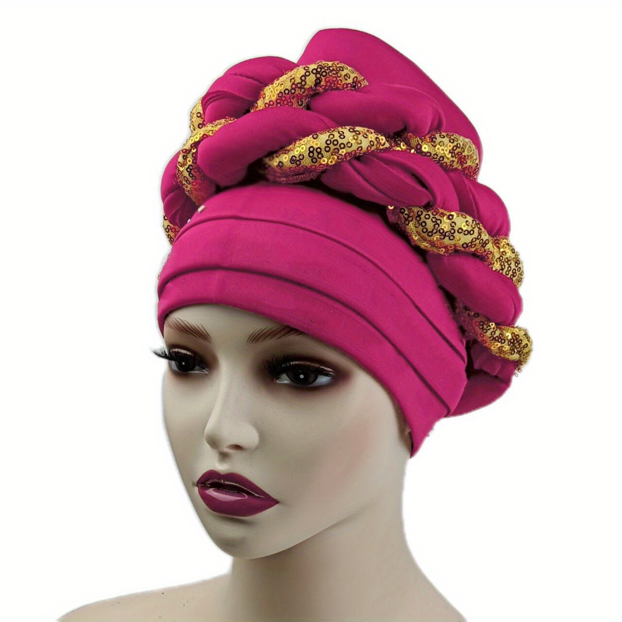 Double Sequin Braid Turban Cap Elegant Pleated Head Wrap - Temu South ...