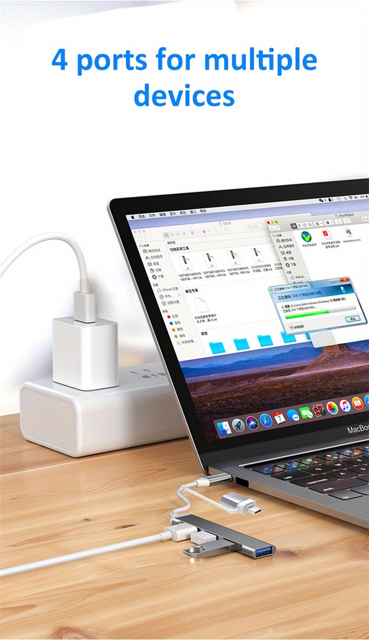 Pc Accessories Usb Hub Usb3.0 Type C 4 Ports Usb Adapter - Temu