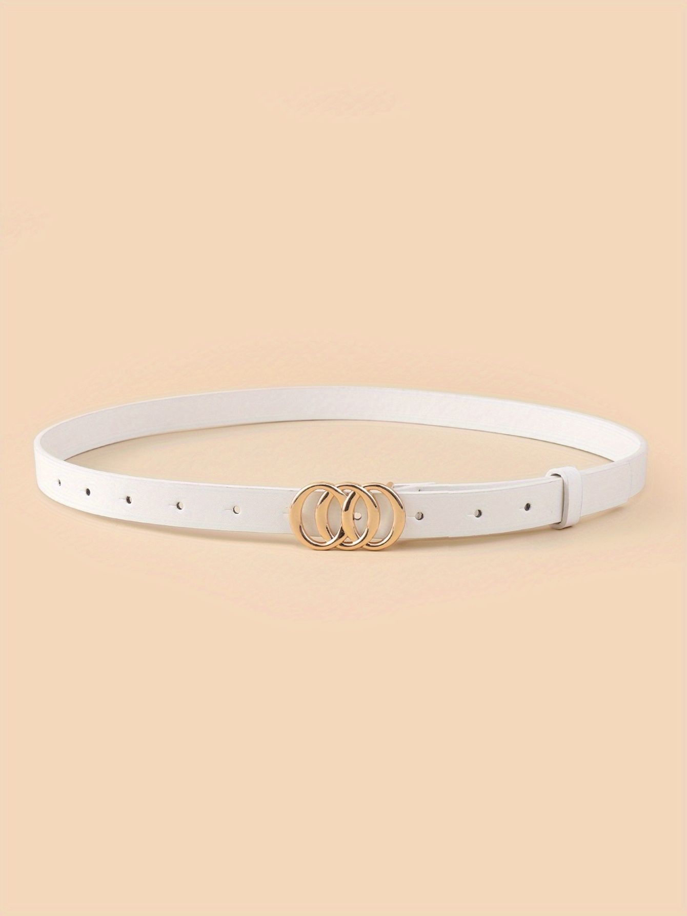Ring Buckle Belt Versatile Stylish Solid Color Pu Belt - Temu Canada
