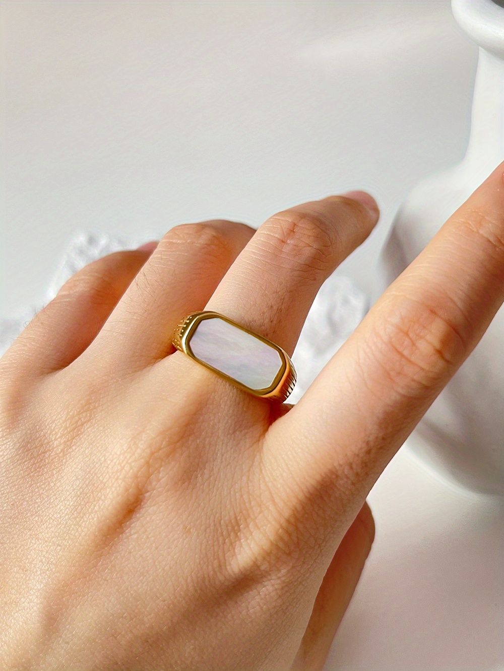 Vintage Rings Made Stainless Steel 18k Plated Flat Surface - Temu